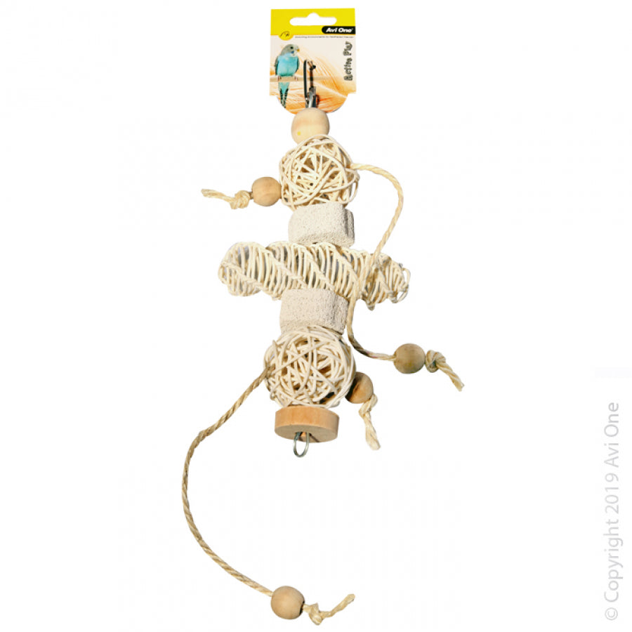 Avi One Parrot Toy - Rattan Balls Wooden Beads And Pumice 33cm ...